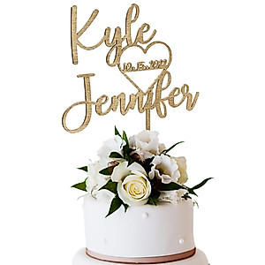 Shop Simply Perfect Wedding Cake Topper, Personalized Cake Topper for Anniversary, Engagement - Double Sided Black, Rose Gold, Wood Finish, Your Custom Text - Made in USA (Design 6)