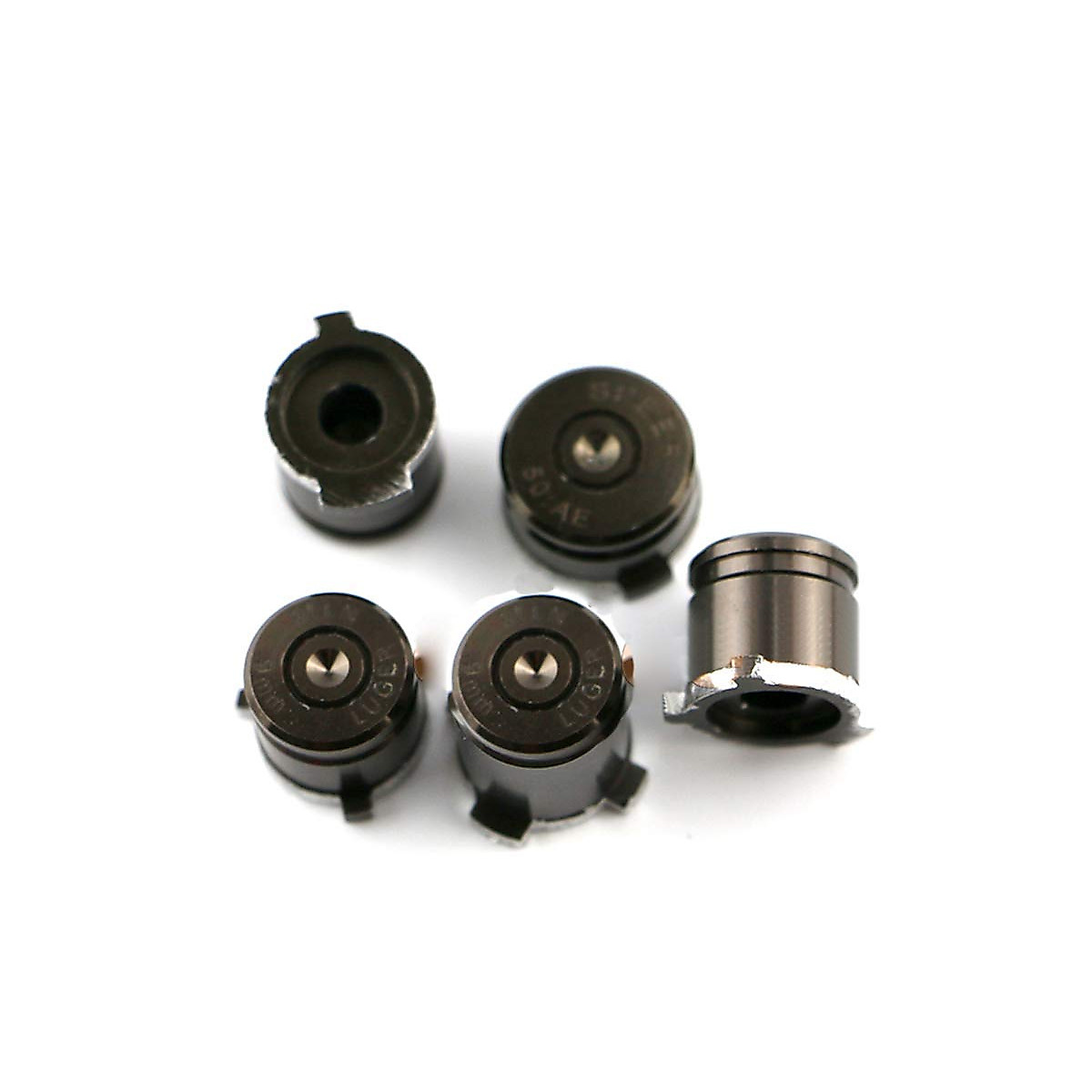 Alloy Metal 9mm Bullet Buttons Mod Kit ABXY & Guide Button for Xbox One xboxone Controller (Black)