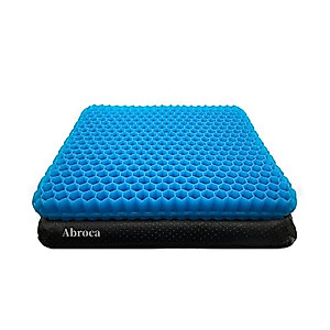 Large Office Chair Cushion Seat Cushions, Cooling Car Wheelchair Bleacher Computer Chair Pad, Gel Seat Cushion for Long Sitting, Coccyx Hip Sciatica Tailbone Lower Back Pain Sore Relief (17"×17")