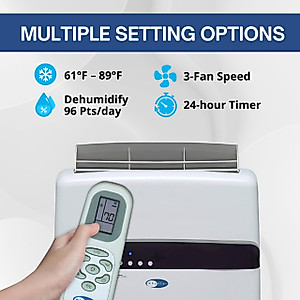 Whynter ARC-12SD 12,000 BTU (6,936 BTU SACC) Dual Hose Cooling Portable Air Conditioner, Dehumidifier, and Fan with Activated Carbon Filter plus Storage bag, up to 400 sq ft in White