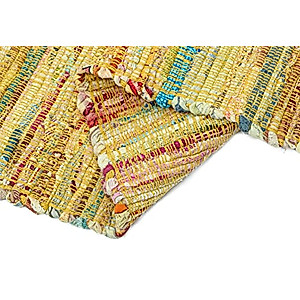 SISOSU Cotton Area Rug - Carpets Suitable for Living Room, Bedroom, Dining Room, Home Décor - Handcrafted Traditional Rugs - Non-Skid - Chindi Cotton Rag - 4’ x 6’ - Yellow