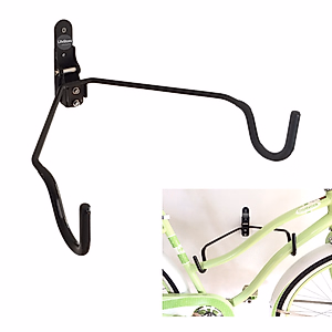 LifeStore Adjustable Bike Rack Wall Mount,100% Solid Steel Bicycle Storage Stand Hanger for Indoor, Garage, Soft Rubber-Coated Hooks, Mounting Screws Included, Heavy Duty Wall Mount Bike Stand (Black)