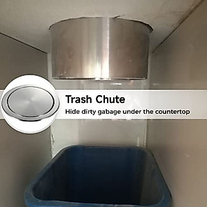 yeesport Trash Can Lid, 6.5in Simple Trash Grommet, Embedded Countertop Built-in Trash Chute Round Cover, Stainless Steel Swing Flap Trash Bin Lid for Kitchen Countertop Office Desk (Silver 1Pc)