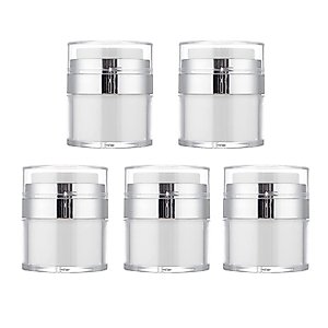 Airless Pump Jar, 5PCS Cream Jar Vacuum Bottle Refillable Travel Containers for Toiletries, Airless Pump Bottles for Lotions And Creams(0.5 Oz/15ml)