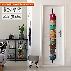 Hat Rack for Baseball Caps Hat Organizer Holder for Over The Door &Wall , 20 Clips Holds Up to 20-40 Caps, Hat Storage for Closet, Baseball Cap Rack for Wall Hanger, for Winter Beanie & Accessories