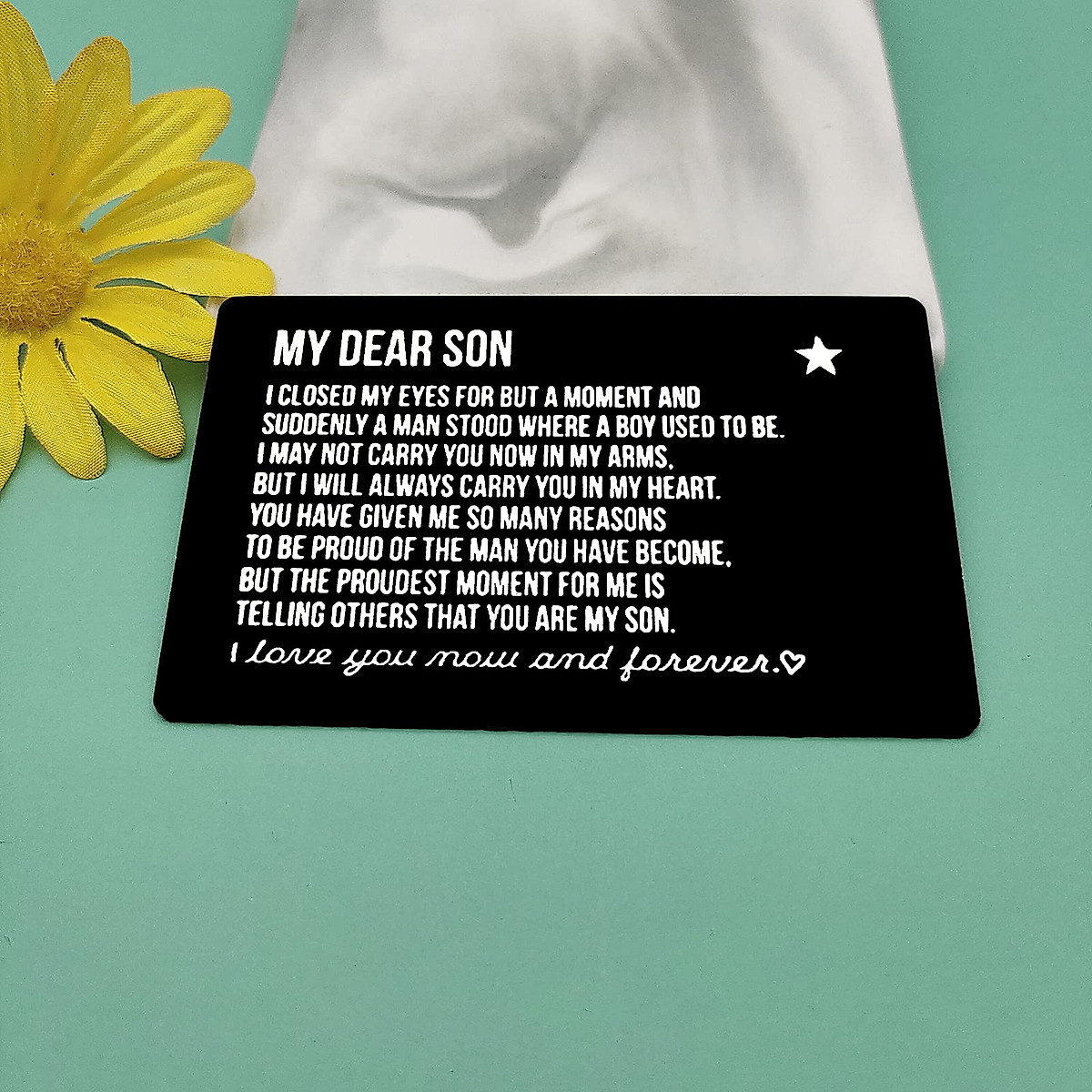 Baipilu Son Gift From Mom Engraved Wallet Insert Card to My Son Inspirational Gift Metal Wallet Insert Card Birthday Graduation Wedding Gift Encouragement Gift Mom to Son Gifts Family Gifts from Mom