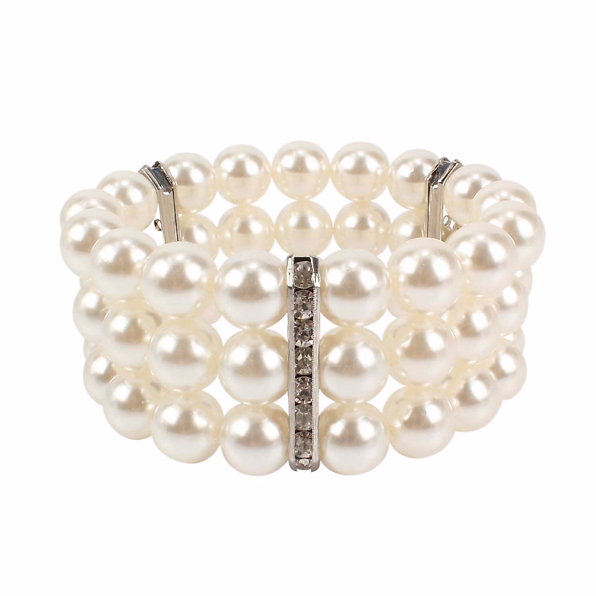 KOSMOS-LI Multi Layer Pearl Strand Necklace Bracelet And Earring Faux Ivory Pearl Jewelry Set