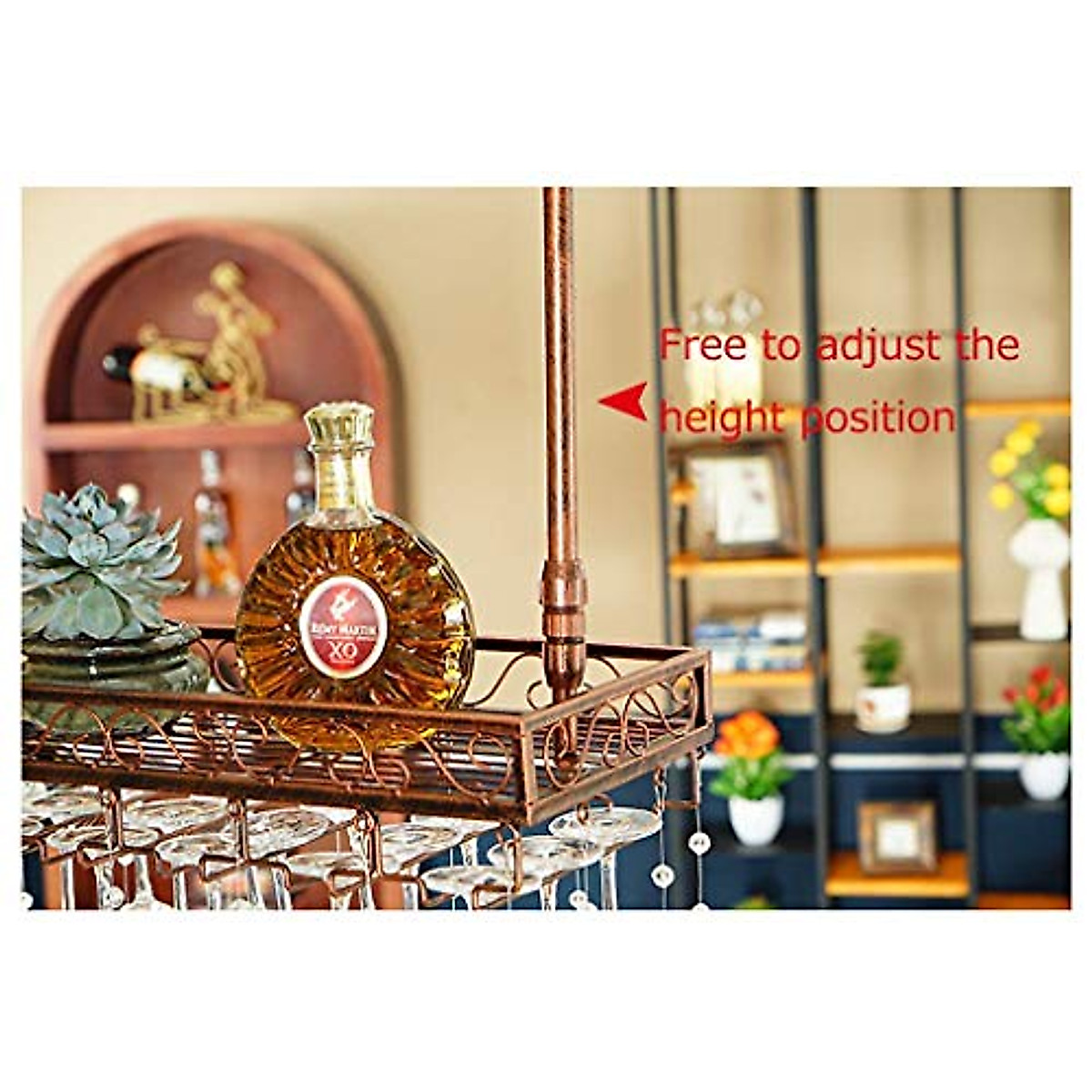 Creative Simplicity Glass Creative Simplicity Wine Rack European Style Creative Simplicity Wine Rack Creative Simplicity Wine Red Tumbler Hanging Bar Drink Holder, PIBM, Black, L100*W25CM