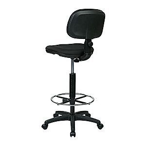 Office Star DC Series Adjustable Drafting Chair with Foot Ring and Sculptured Foam Seat, Icon Black Fabric