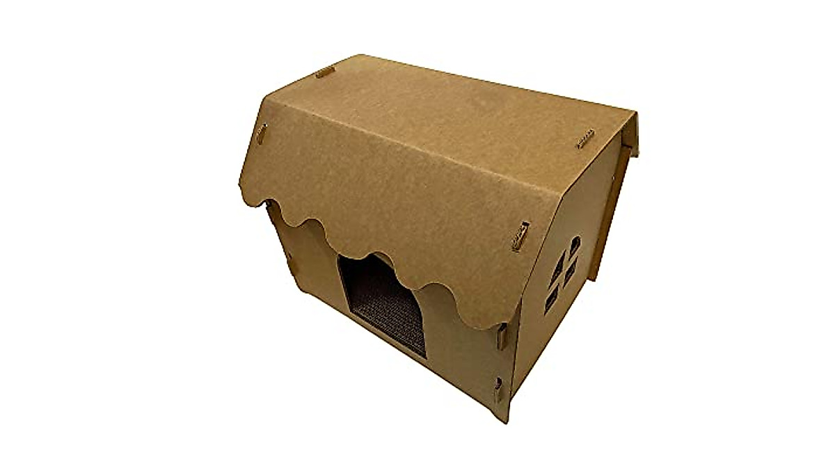 SVY Cozy Cardboard Cat House & Scratcher - Castle Design