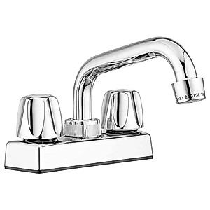 Pacific Bay - Lynden Utility Laundry Sink Faucet with Swivel Stainless Steel Spout - Optional Threaded Spout Garden Hose Adapter - Metallic Chrome Plating Over Plastic