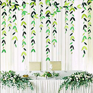 52 Ft Spring Summer Theme Green Paper Leaf Garland Hanging Leaves Streamer Banner for Green Birthday Wedding Engagement Bridal Shower Bachelorette Baby Shower Tea Party Decorations Supplies (4 Packs)