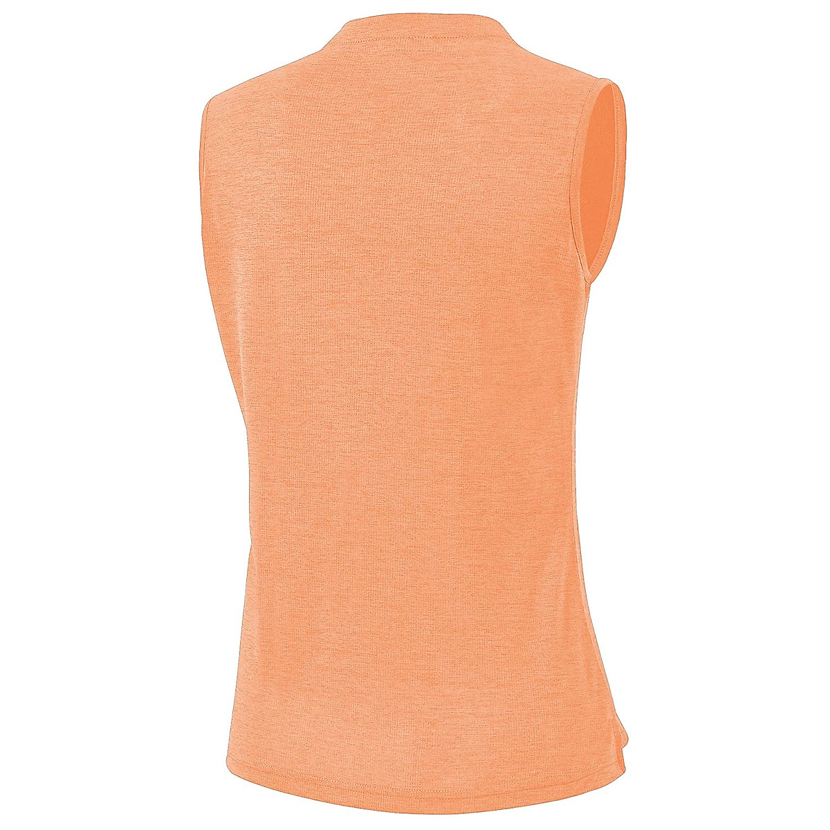 BGOWATU Women's Golf Polo Shirts Sleeveless Zip Up Collarless UPF 50+ Tennis T-Shirt Lightweight Quick Dry Light Orange M
