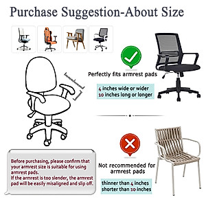 Eiury High-Density Foam Armrest Pads - Effective Support and Comfort for Office, Gaming, Computers, Wheelchairs, Dining Chairs, and More (2-Pack) - Black