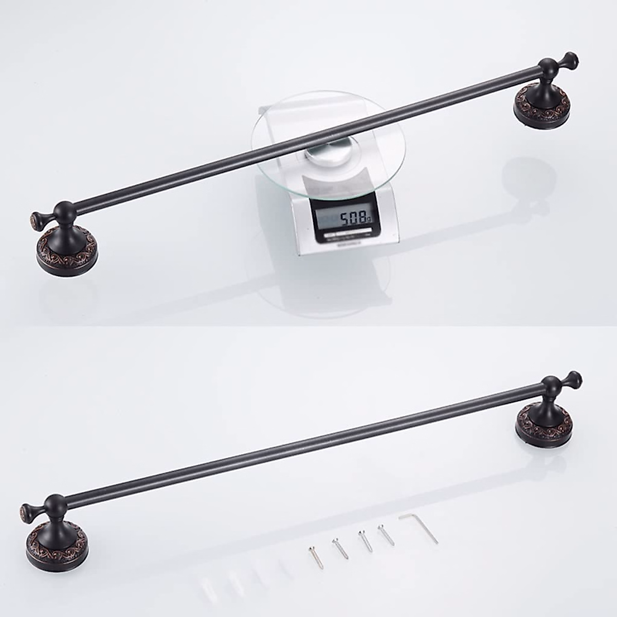 Bath Towel Bar Black Towel Rack, Single-bar American All-Copper Towel Rail, Retro Bathroom Pendant European-Style Toilet Towel Bar Towel Holder