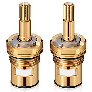 Enhon 2 Pack Faucet Cartridge Compatible with American Standard 994053-0070a or 994053-0070a/H Bathroom Kitchen Bathtub Faucet Stem Replacement, 4z-24h Hot and Cold Replacement Stem, Brass
