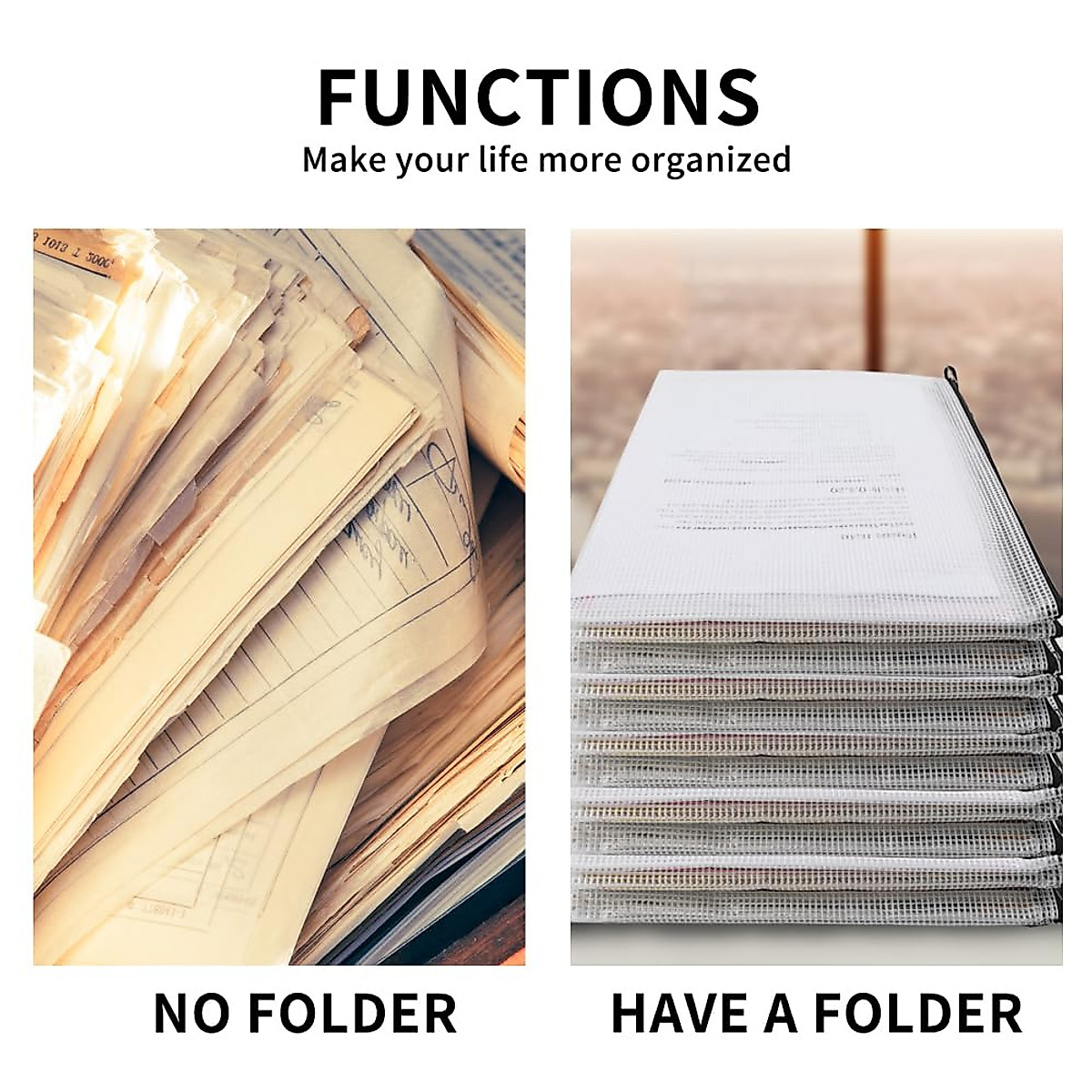 EOOUT 24pcs Mesh Zipper Pouch, Board Game Organizer, Storage Bags, Plastic Puzzle Bag for Organizing, Letter Size, A4 Size, for School Students Office Supplies