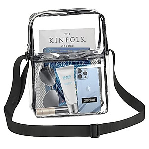 OSOCE Heavy Duty Clear Bag Stadium Approved, Clear Crossbody Shoulder Bag, See Through Transparent PVC Plastic Shoulder Bag for School Sport Concerts Business Travel