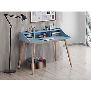 Roundhill Furniture Roskilde Storage Wood Office Desk, Blue