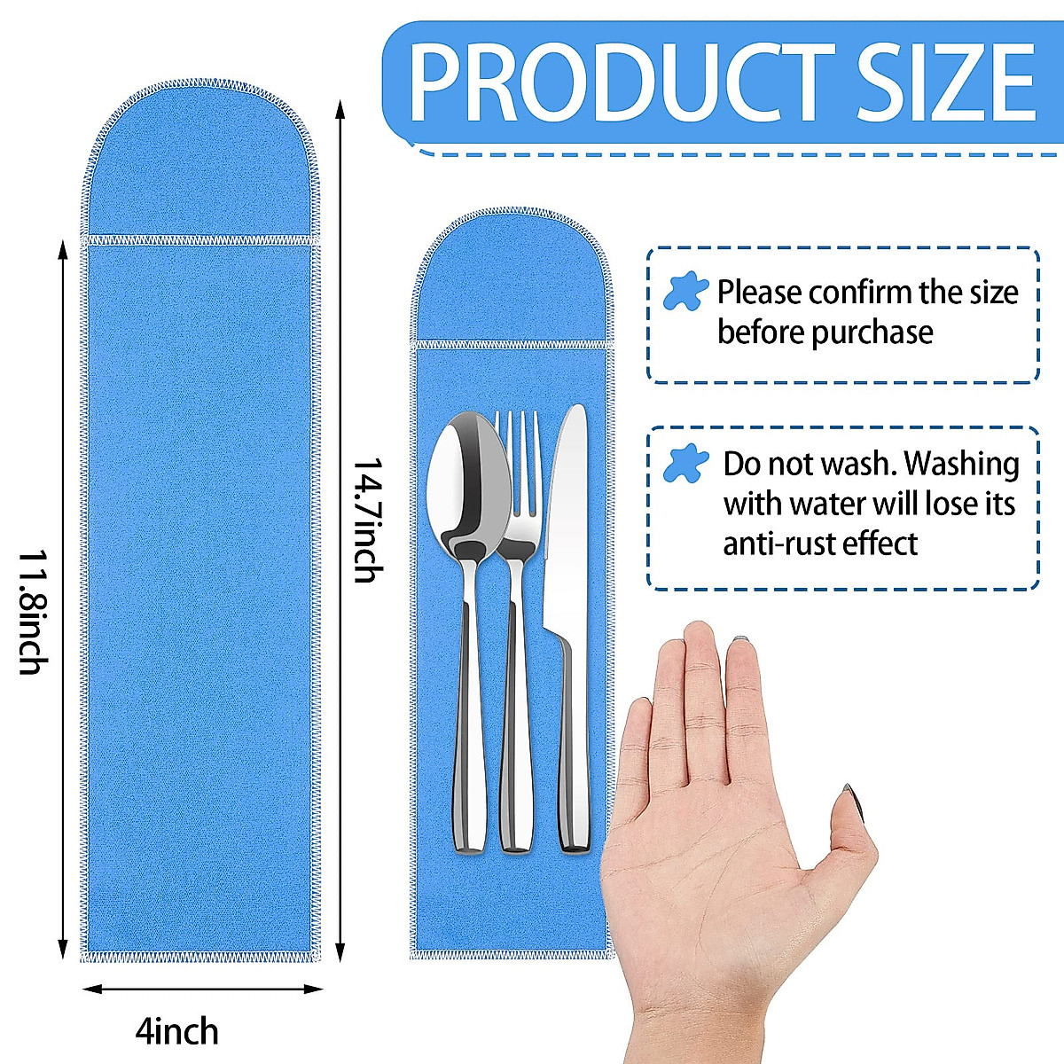 Silver Storage Bags Flatware Storage Blue Silver Flatware Storage Silverware Box Storage for Silver Tarnish Proof Silverware Cloth Storage Flatware Bags for Teaspoon Utensils Flatware (8 Pieces)