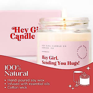 Hug in A Jar Candles Gifts for Women, Thinking of You Gift Candles, Sweet Fig + Grapefruit 10oz Long Lasting Aromatherapy Candle in Glass Jar with Gift Box