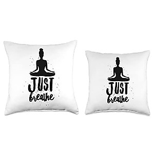 Just Breathe Yoga Namaste Spiritual Zen Meditation Woman Throw Pillow, 18x18, Multicolor