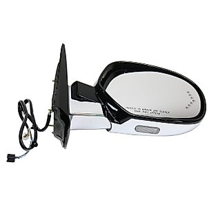 Kool Vue Passenger Side Power Heated Mirror for Cadillac Escalade Escalade ESV 2007-2014 Power Fold With Signal Light, Memory & Puddle Lamp; Without Blind Spot Light Chrome