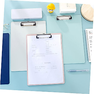NUOBESTY 4 Pcs Writing pad Paper Folder exam Paper Clips folders Plastic Office File folders Small Plastic clipboards Artist Drawing Board Plastic Writing Board Document Organizer Simple a4