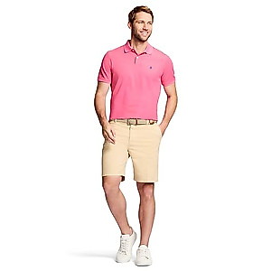 IZOD Men's Classic Saltwater 9.5" Flat Front Chino Short, Pale Khaki, 38