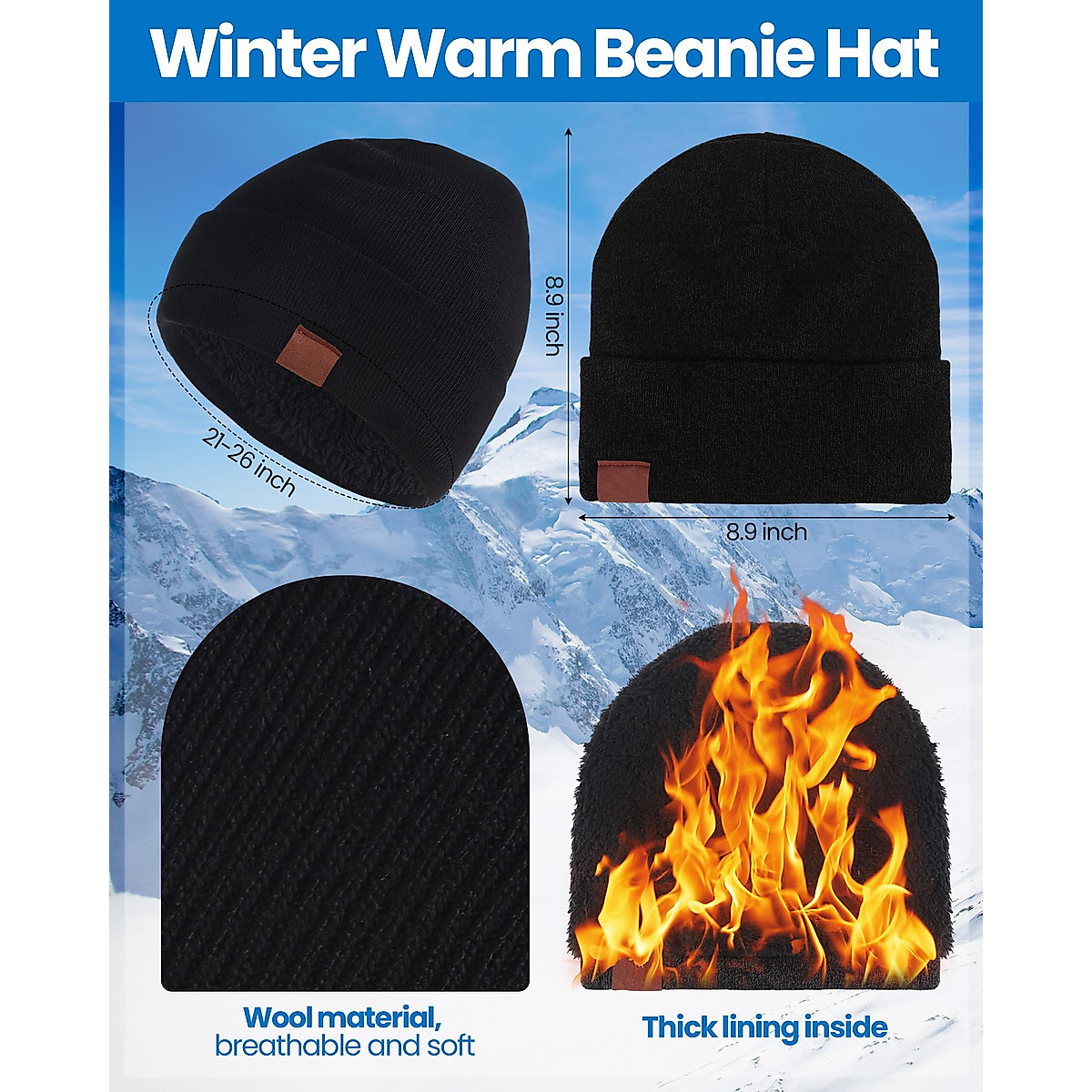 Liitrsh 4 Pcs Winter Warm Beanie Hat Touchscreen Gloves Set Knit Hat Warm Cap Gloves Set for Men and Women Touchscreen Gloves Set with Fleece Lined Soft Warm Beanies Winter Gloves for Men Women