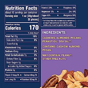 PLANTERS Deluxe Cashews, Almonds & Pecans, Party Snacks, Plant-Based Protein, 15.25 Oz Canister