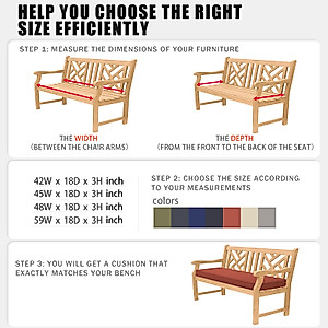 Favoyard Outdoor Bench Cushion 48 x 18 Inch Waterproof Patio Furniture Cushions 3-Year Color Fastness Garden Sofa Settee Couch Swing Pads with Handle and Adjustable Straps, Spice