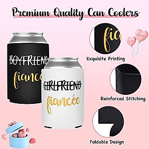 Boyfriend and Girlfriend Can Coolers, Newly Engaged Can Sleeve, Engagement Gifts for Couples, Fiance Fiancee Gift for Him and Her, Neoprene Can Coolers for Mr and Mrs(2 Pack)