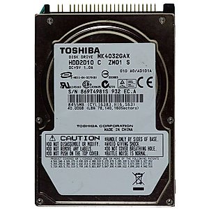 Toshiba MK4032GAX 40GB UDMA/100 5400RPM 8MB 2.5-Inch Notebook Hard Drive