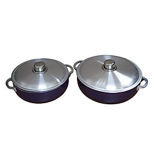 IMUSA USA 2 Piece Purple Caldero (Dutch Oven Set with Aluminum Lid (4.4Qt, 6.9Qt) Oven Safe