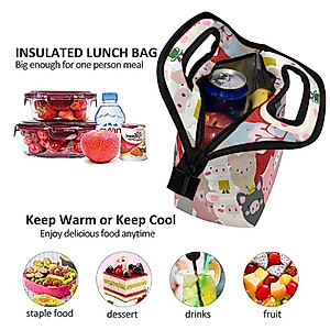 Cartoon Funny Baby Pig Lunch Bag Insulated Lunch Box Pink Red Animal Lunch Tote Bag Snacks Organizer for Women Men Adults College Work Picnic Hiking Beach Fishing