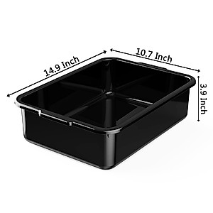 5-Pack Commercial Bus Tubs Box/Tote Box, Black Plastic Storage with Handles, Wash Basin Tub 8 Liter