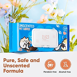 Furmini Unscented Pet Wipes (400pcs) - Hypoallergenic, Alcohol-Free & Soothing for Sensitive Skin - Head-to-Tail Cleaning for Dogs & Cats - Safe for Face, Coat, Paws & Butt