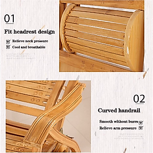 Wooden Rocking Chair Patio Rocker Foldable Porch Rocker Chairs Sun Lounger Chairs for Heavy Duty Adults Elderly,Zero Gravity Chair Bamboo Sun Lounger Chairs (Color : Without pad)