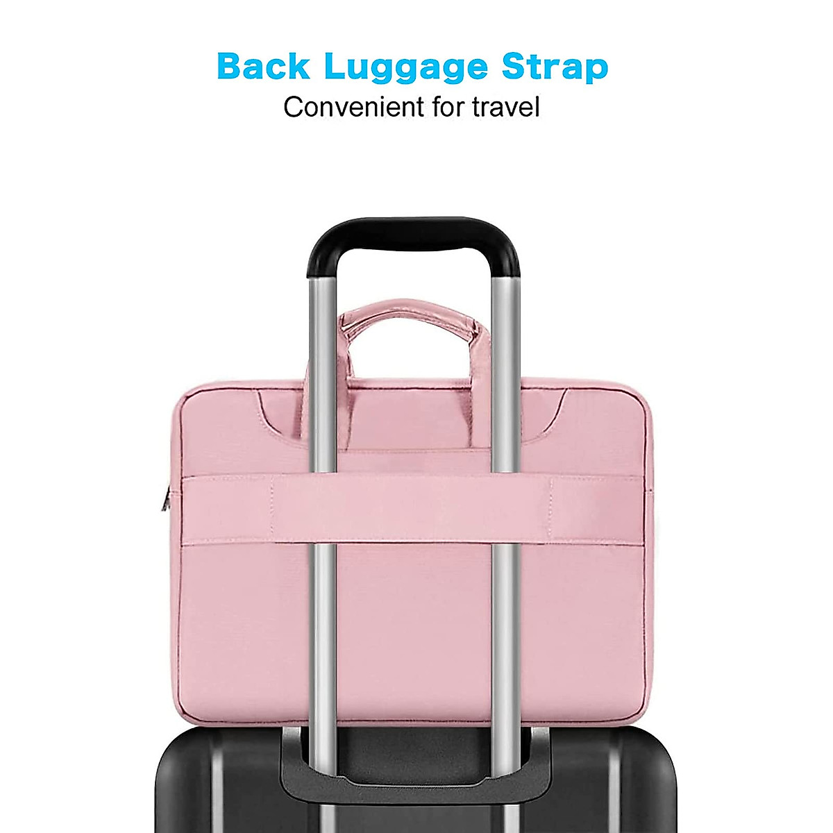 MOSISO 360 Protective Laptop Shoulder Bag Compatible with MacBook Air 15 inch M2 A2941 2023/Pro 16 inch M3 M2 M1 2023-2019, 15-15.6 inch Notebook,Matching Color Sleeve with Belt, Pink