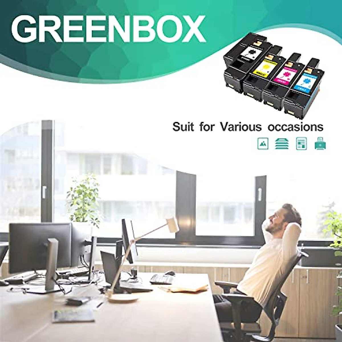 GREENBOX Compatible 1250C Toner Cartridge Replacement for Dell 810WH C5GC3 XMX5D WM2JC High Yield for Dell 1250 1350 1250C 1350CNW 1355CN 1355CNW 1355W Printer (1 Black, 1 Cyan, 1 Magenta, 1 Yellow)