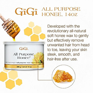 GiGi All Purpose Honee Hair Removal Soft Wax for All Skin and Hair Types, 14 oz