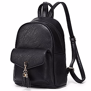 OUKUPA Small Fashion Backpack Purse for Women Girls,Leather Mini Backpack Designer Ladies Travel Shoulder Bag Teenage Girls Purses Daily Bookbag with Cute Tassel Lightweight