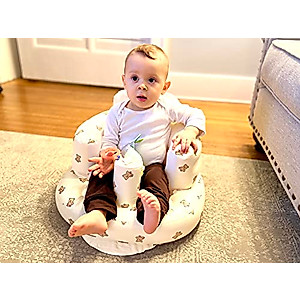 Baby Inflatable Seat for Babies 3-36 Months, Built in Air Pump Infant Back Support Sofa, Infant Support Seat Toddler Chair for Sitting Up, Baby Shower Chair Floor Seater Gifts (Bear Cub)