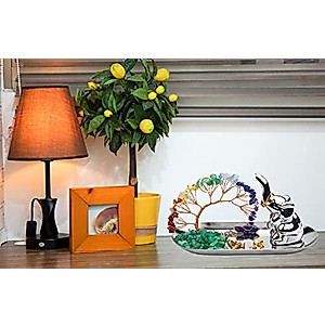 Carselage Elephant Ring Holder for Jewelry, Elephant Gifts for Women, Chakra Crystal Tree Ring Dish Earrings Box Organizer Trinket Tray, Living Room Bathroom Home Decoration, Mothers Day Mom Gifts