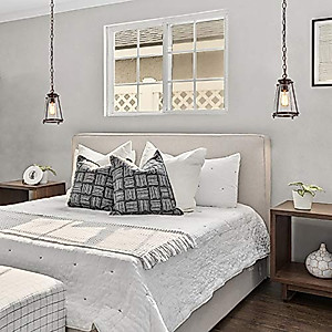 GEPOW Farmhouse Pendant Lighting for Kitchen Island, Rustic Hanging Light Fixture with Seeded Glass Shade for Bedroom, Foyer and Entryway, Bronze