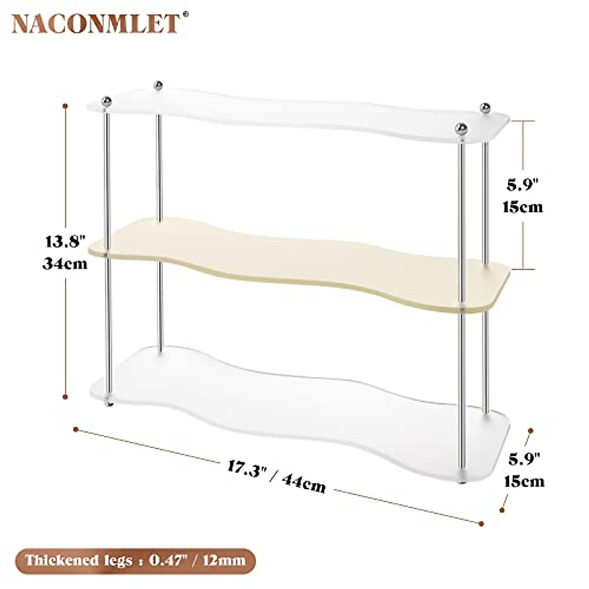Naconmlet Bathroom Counter Organizer Countertop Vanity Tray Cosmetic Shelf,Premium Acrylic Shelves Spice Rack Makeup Shelf Perfume Organizer Shelves for Home Storage/Organizing