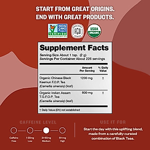 FGO Organic English Breakfast Black Tea, Loose Leaf, 16 Ounce Bulk Resealable Bag, Packaging May Vary (Pack of 1)