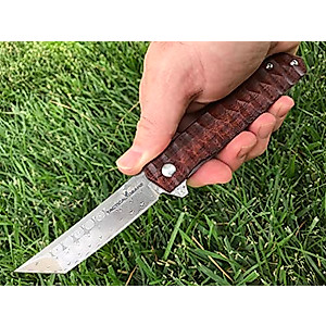 TACTICAL GEARZ Damascus Pocket Folding Knife! Rosewood Handle, Damascus Blade w/67 Layers & a VG10 Core! (Rogue XT)