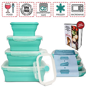 GERUSEA bowl with lid silicone bowls mixing salad bowl with lid food storage containers rv kitchen microwave bowl calapsable bowls rv storage solutions